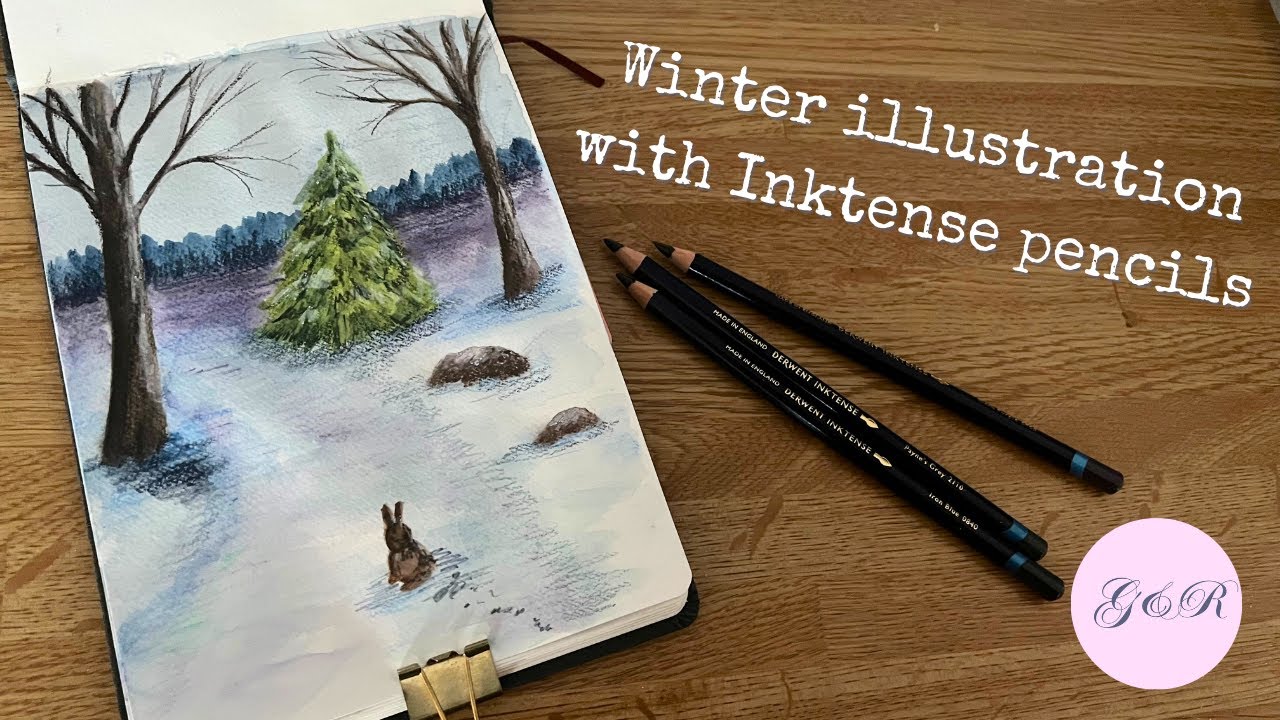 How to Draw a Winter Illustration with Derwent Inktense Pencils (Real ...