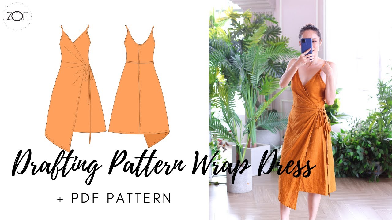 Drafting Pattern For Linen Wrap Dress | Basic Sewing Pattern | Zoe DIY - YouTube