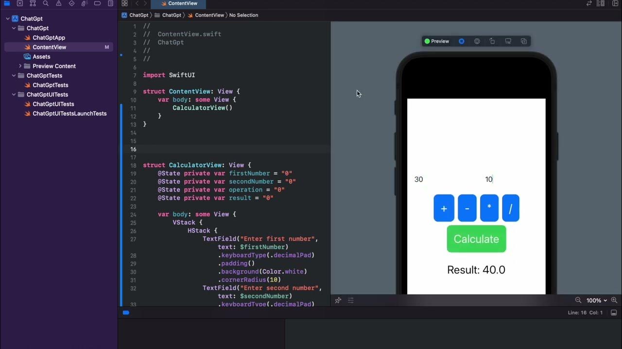 Simple Swiftui Calculator With Chatgpt Ios Openai 2023 Youtube