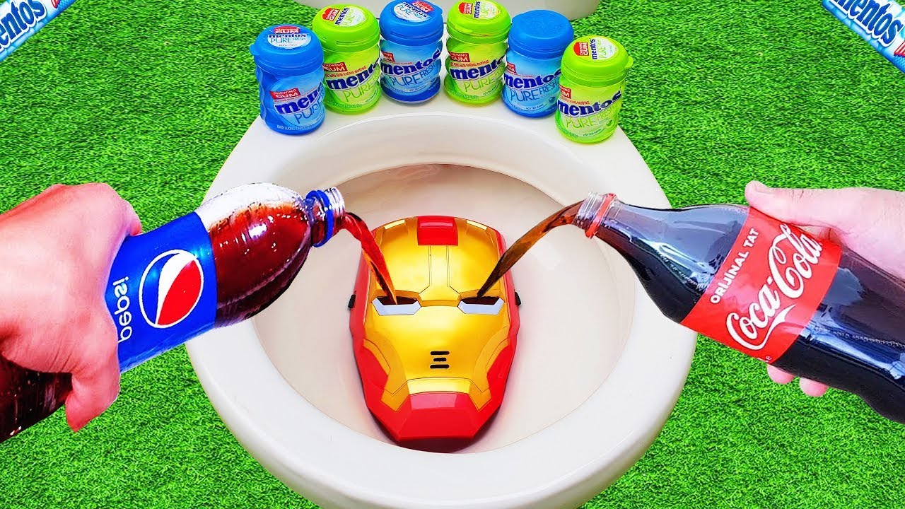 EXPERIMENT: IRON MAN Toy Mask with Coca Cola, Fanta, Pepsi, Mirinda ...