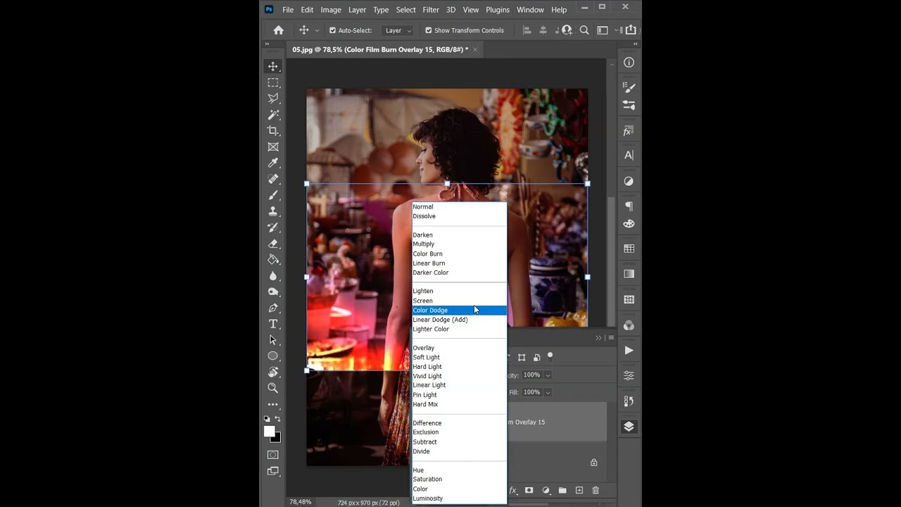 Color Film Burn Overlays with Action for Photoshop. Retro Effect ...