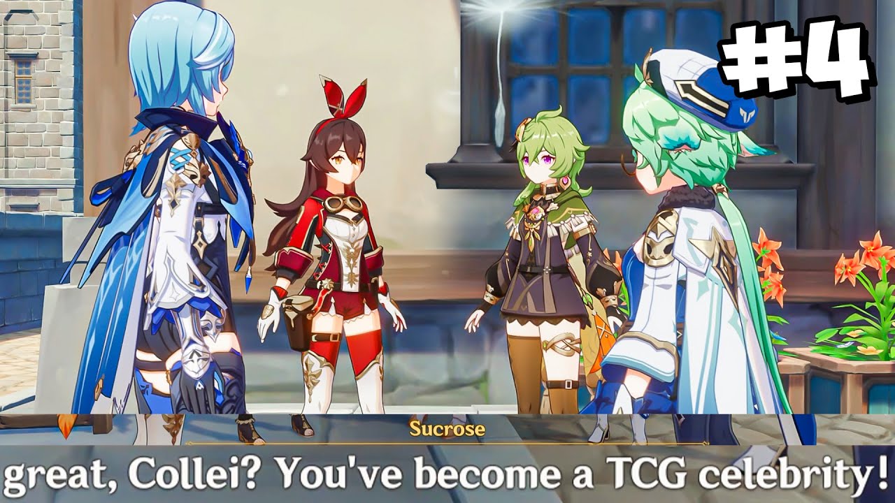 HIDDEN LOCATION Eula, Amber, Sucrose & Collei in Mondstadt Cutscene ...
