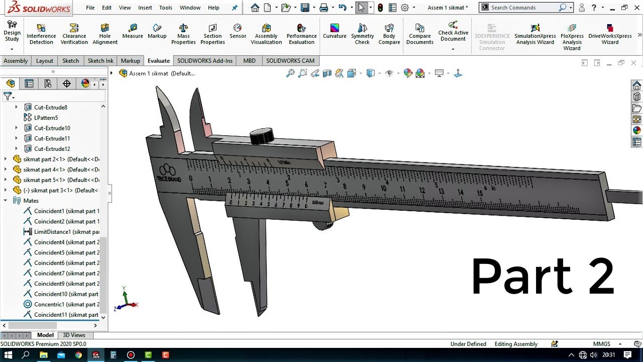 how to make a caliper sketch part 2 in solidworks - YouTube