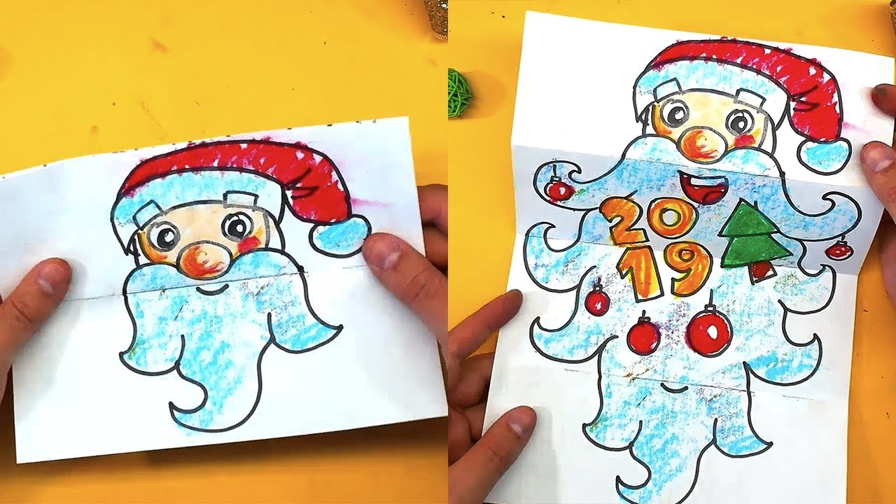 How To Draw Cartoon Santa Claus (Folding Surprise) - YouTube