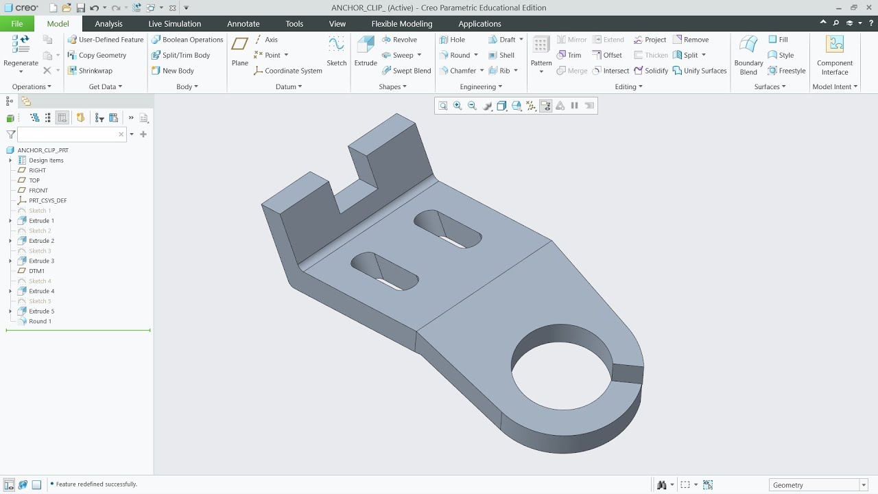 ANCHOR CLIP modelling in CREO - YouTube