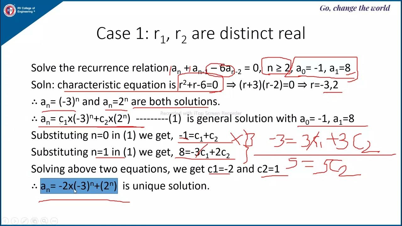 DMS unit 1 Lecture-5 Recurrence relation Part-3 Second order homogeneous Recurrence Relation ...