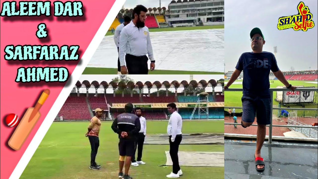 Sarfaraz Ahmed & Aleem Dar During Quaid e azam trophy 2023 at Qaddafi ...