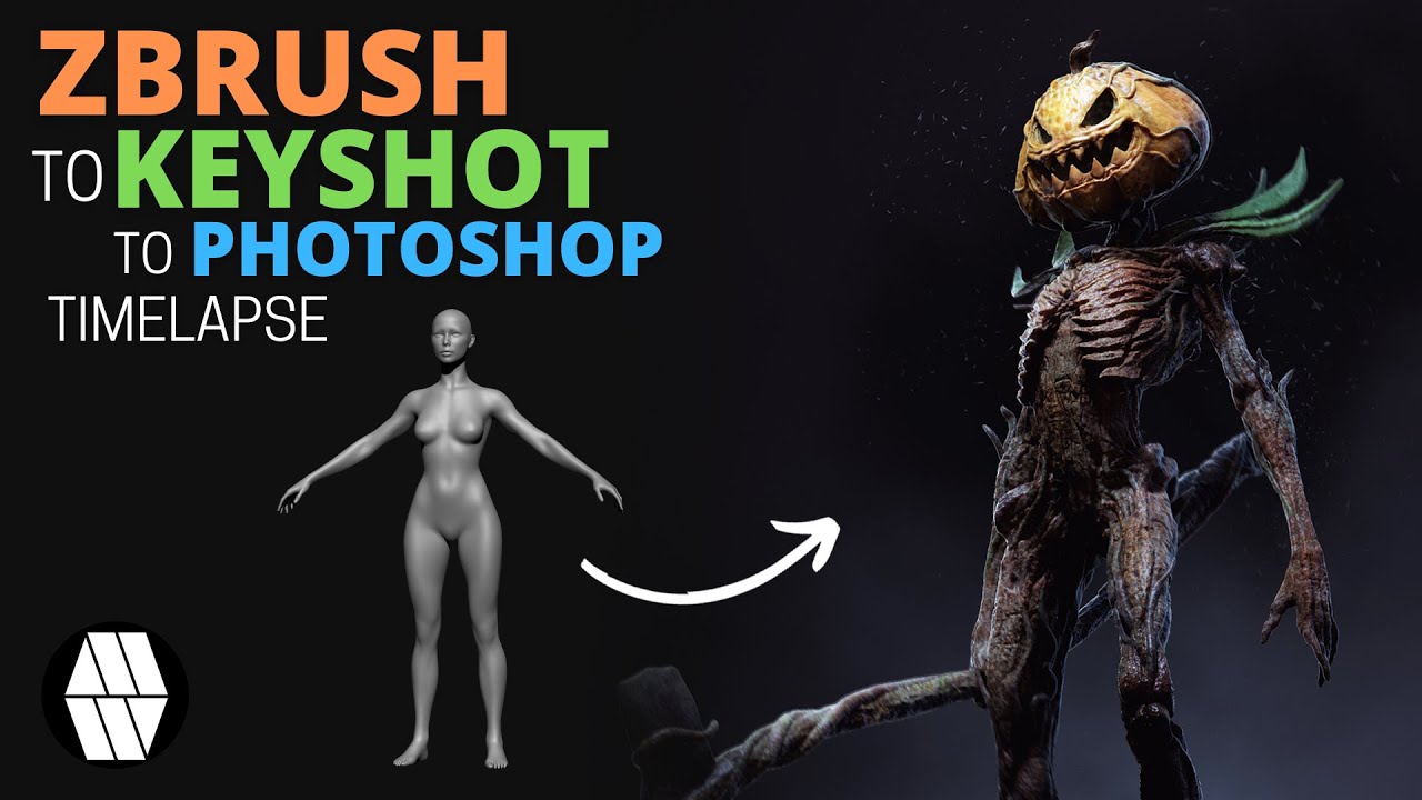 ZBrush to Keyshot to Photoshop Timelapse - 'Jack-O-Lantern' Concept - YouTube
