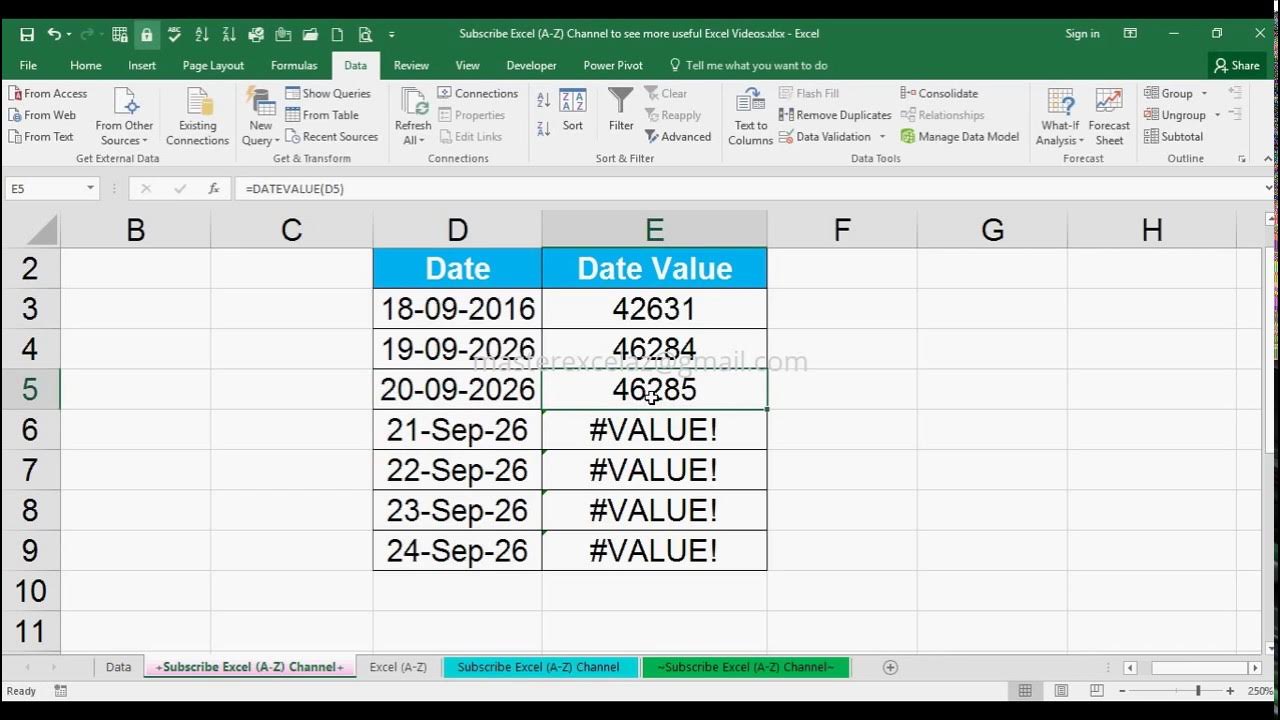 Datevalue function example in excel - YouTube