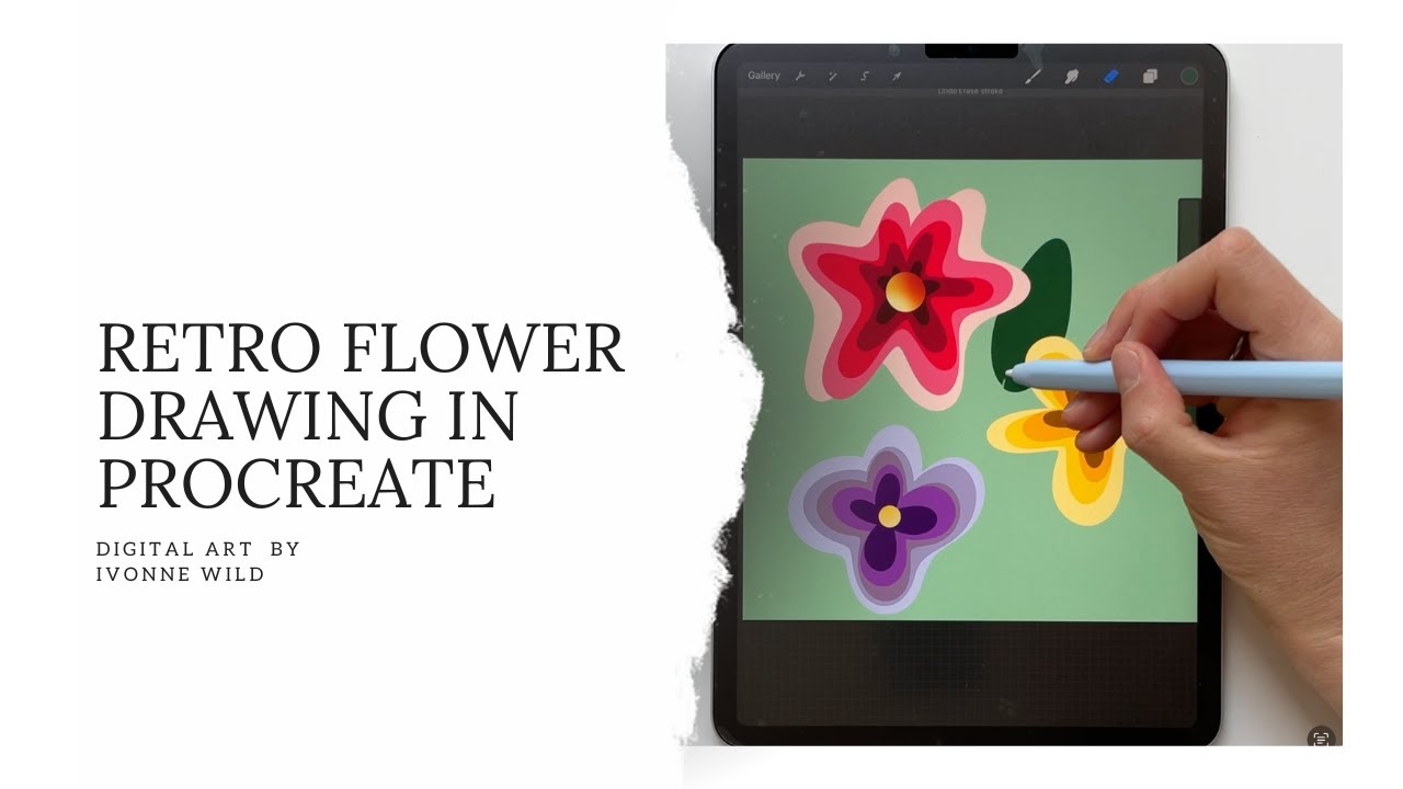 Retro flower drawing #art #digitalart #procreate #tutorial #artist # ...