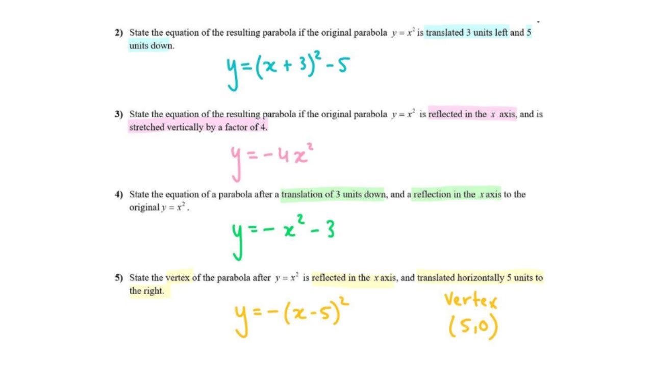 5) Language of Transformations | MPM2D | Quadratics - YouTube
