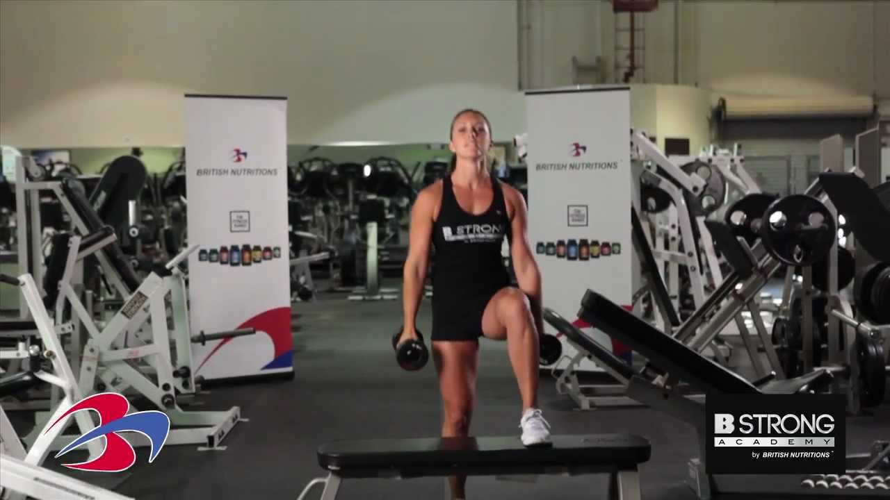 Exercise - Step up to DB Bi Curl Bench by B STRONG Academy - YouTube
