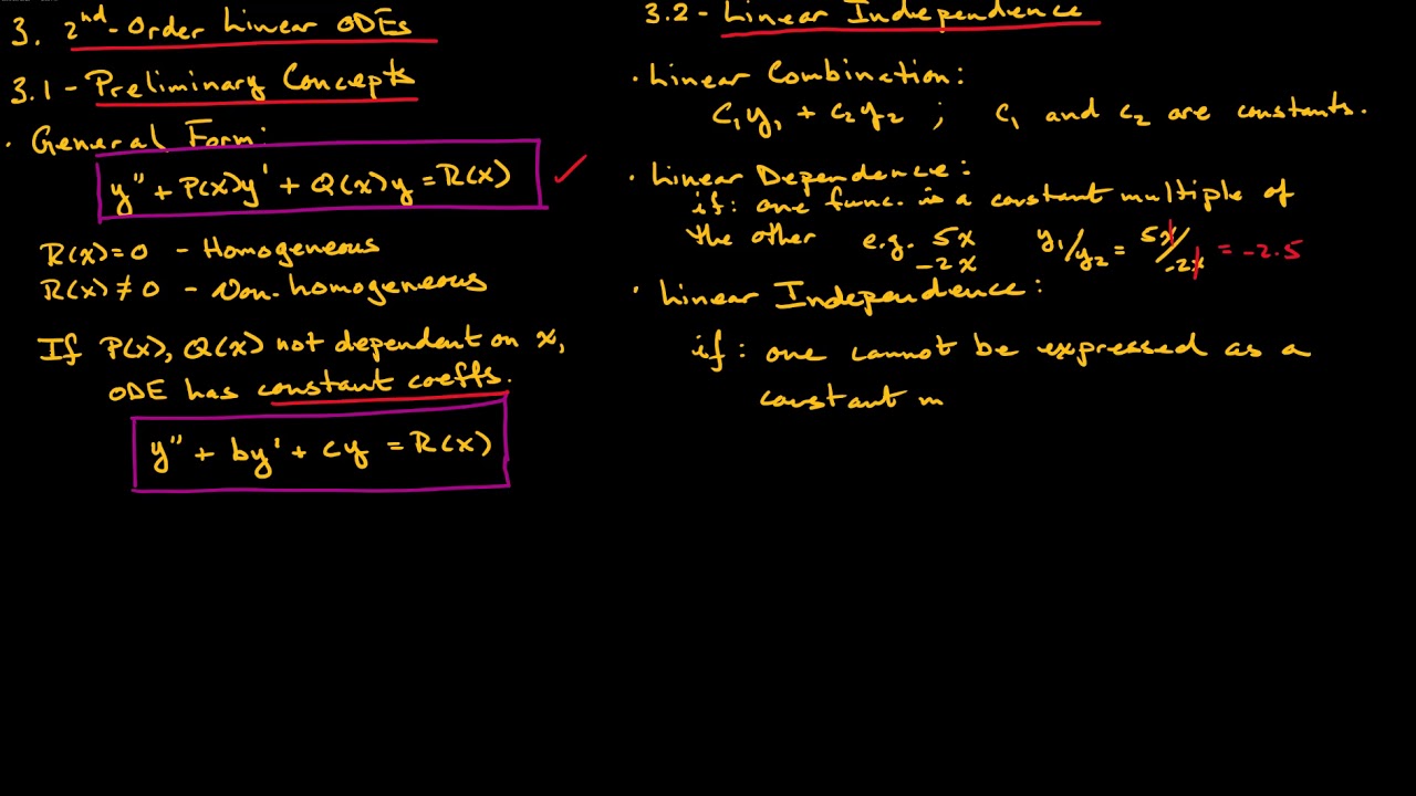Second Order ODEs - Introductory Concepts - YouTube