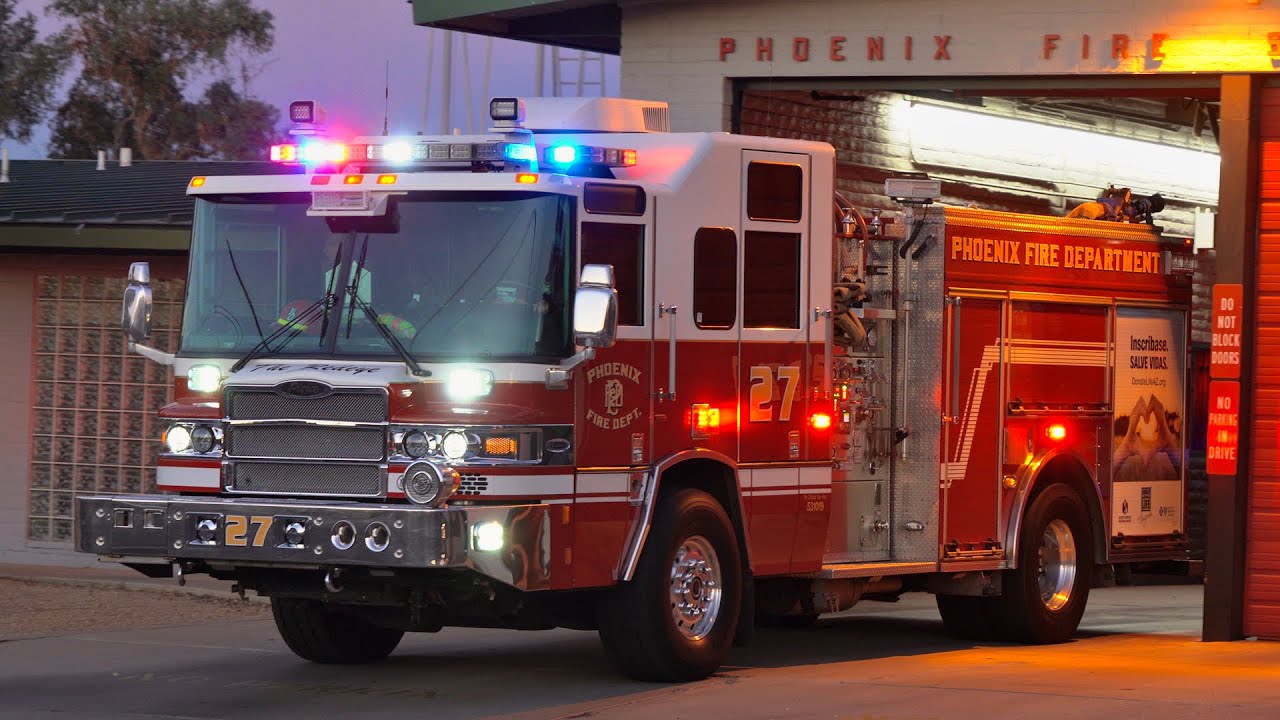 Phoenix Fire Dept. Engine 27 responding - YouTube