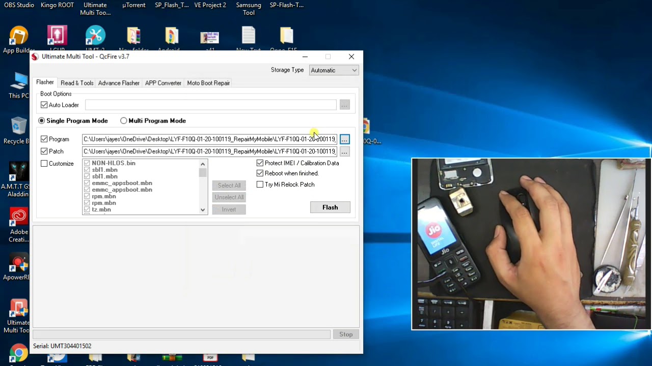 LYF Jio Phone F10Q Flash Done With UMT QcFire - YouTube