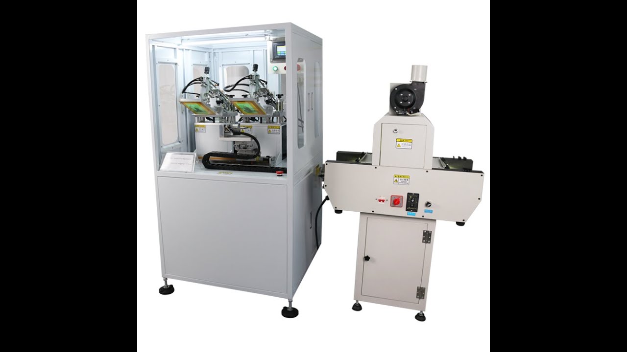 semi auto two color screen printing press machine - YouTube