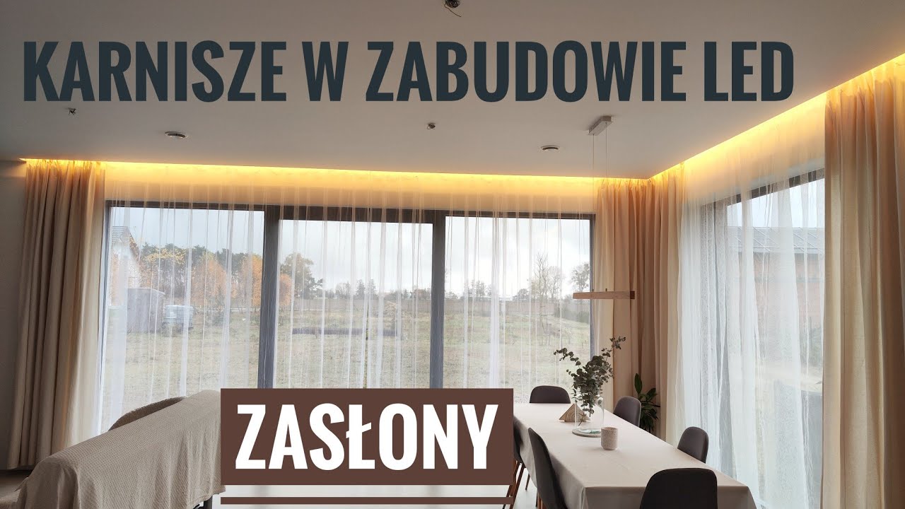 Zasłony w zabudowie LED na karniszu aluminiowym. - YouTube