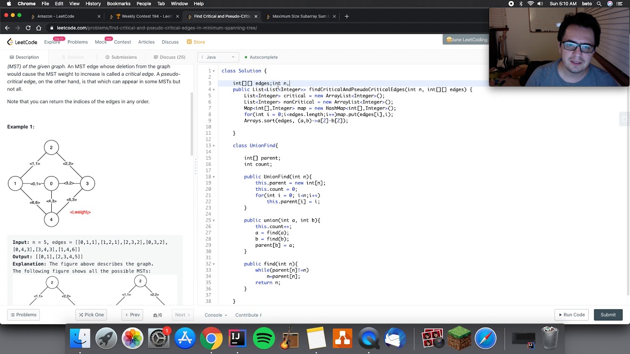 1489 Find Critical And Pseudo Critical Edges In Minimum Spanning Tree Youtube
