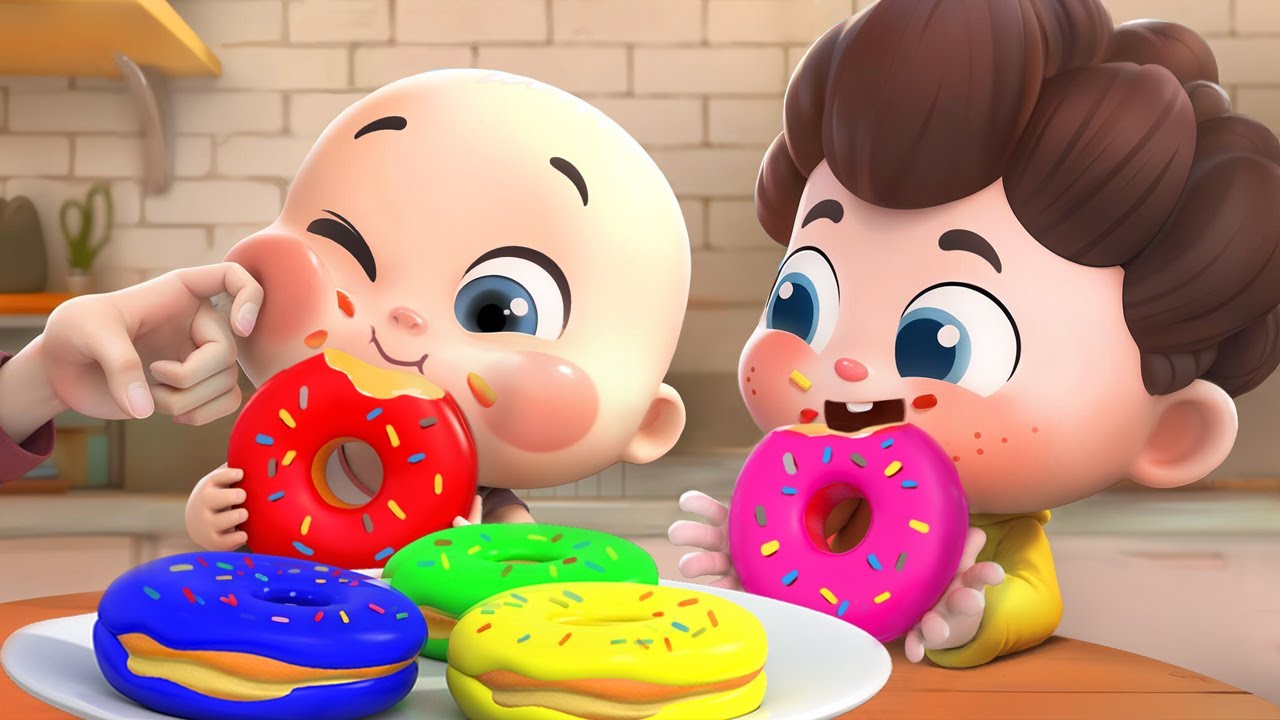 Five Little Donuts | Learn Colors & Numbers | Nursery Rhymes & Kids ...