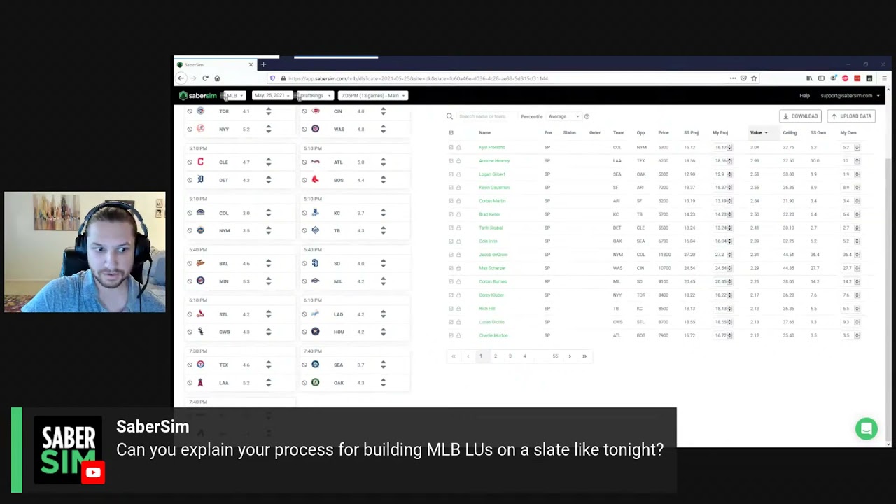 What does a typical MLB lineup building process look like with SaberSim ...