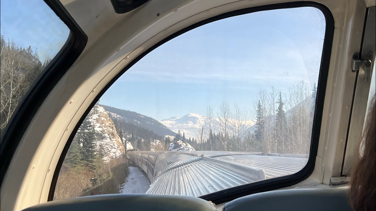 VIA Rail Train 2, the Canadian, Coming down Yellowhead Pass into Jasper ...