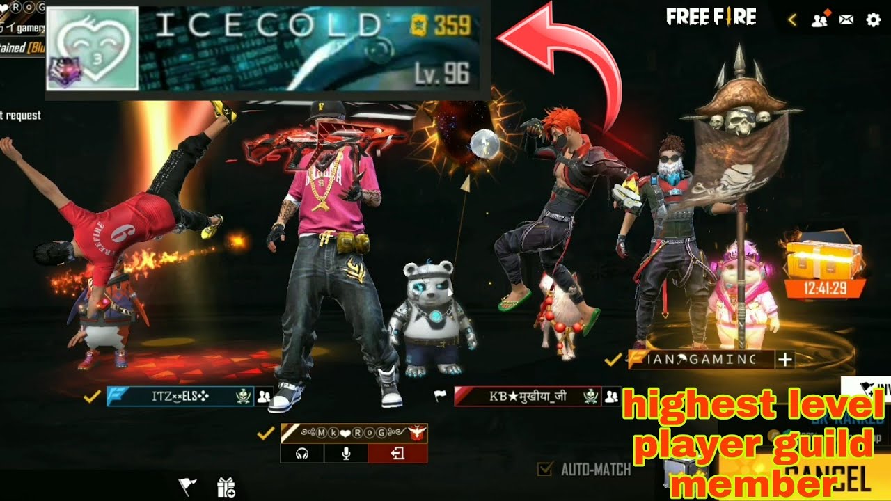 free fire 🇮🇳 India server highest level 96 player ice cold ff guild ...