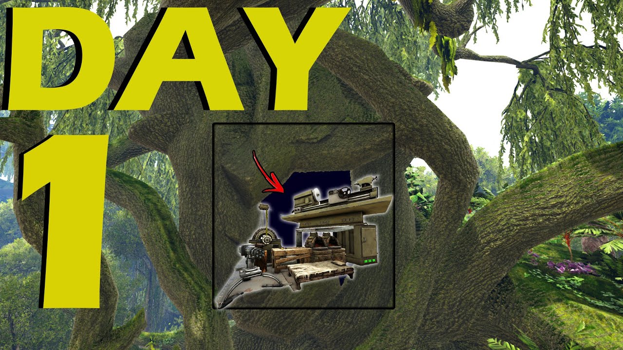 SOLO Building A Secret Hidden Tree Base Day 1 | Ark PvP Elite Ark - YouTube