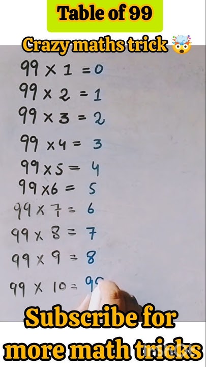 Table of 99 in seconds/ Table trick/Multiplication trick 🤯 #maths #shortfeed #mathstricks # ...