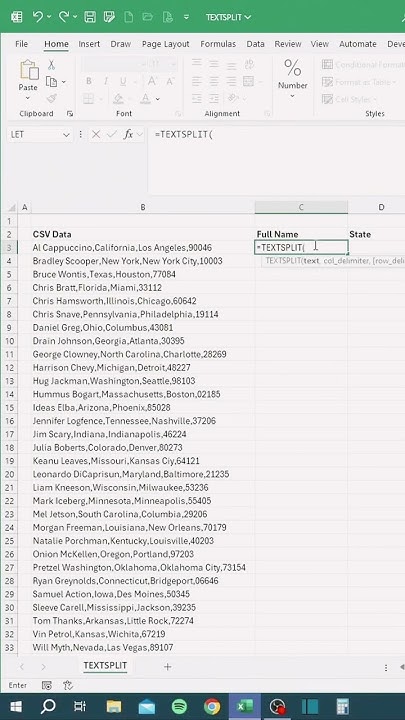 TEXTSPLIT in Excelsheet #excel#exceltips#exceltutorial - YouTube