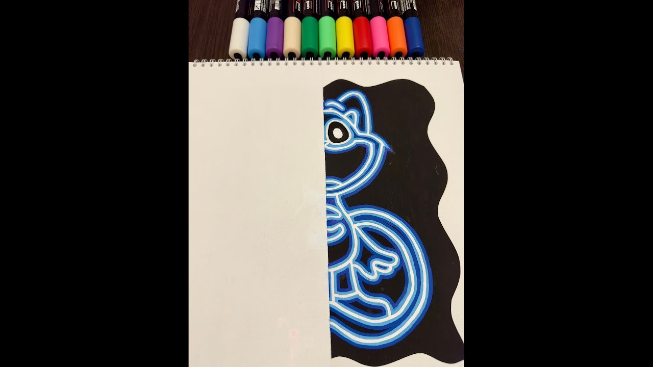 Drawing Catnap Us Neon glow effect using #Posca #art - YouTube