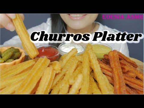 ASMR 咀嚼音 Churros Platter (Potato, Fish & Carrot Churros) チュロス 吉拿棒 츄러스 ...