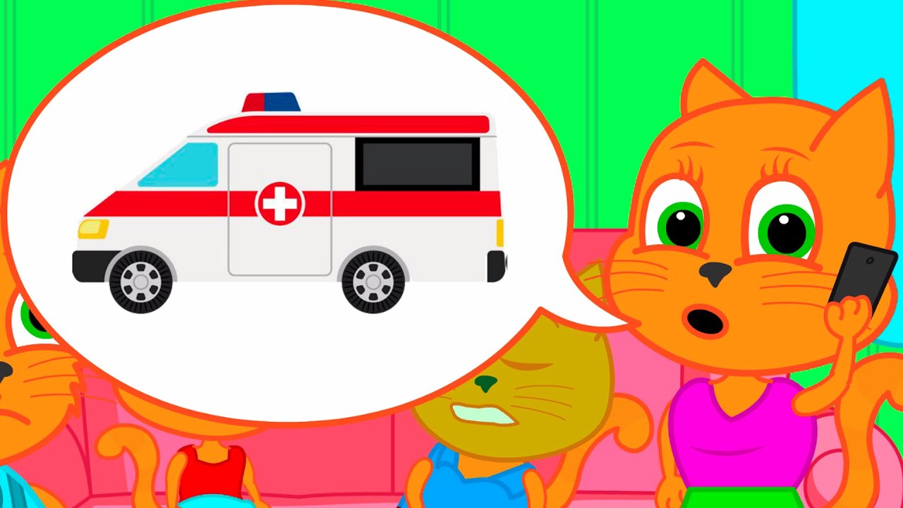 Cats Family in English - Ambulance Cartoon for Kids - YouTube
