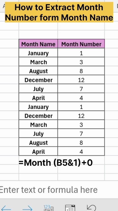 How to Extract Month Number form Month Name | Excel important Formula | #shorts #excel - YouTube