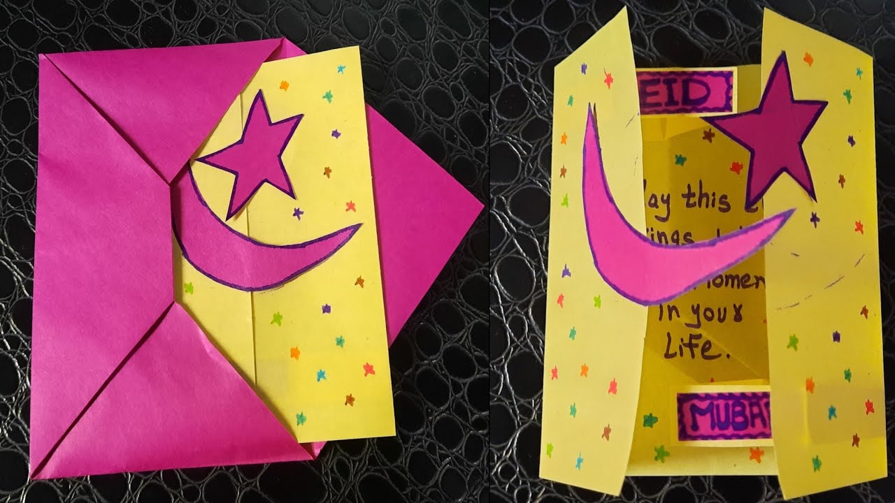 EID CARD IDEAS | How to make easy Eid Greeting Cards with envelope ...