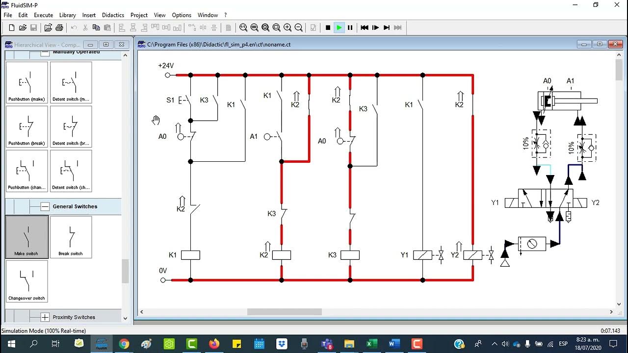 CIRCUITO ELECTRONEUMÁTICO CICLO CONTINUO VÁLVULA ELECTRONEUMÁTICA 5 2 BIESTABLE - YouTube