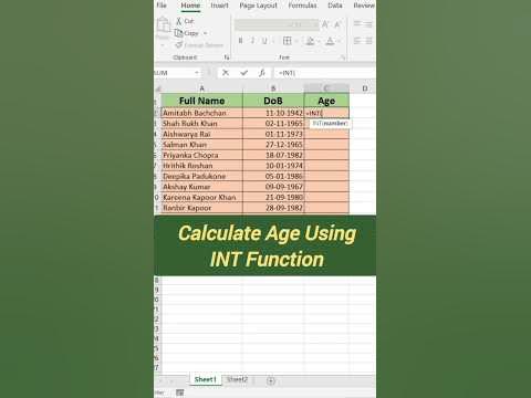 Calculate age using INT function #excel #advexcel #msword #tally #tallyans #powerpoint @tallyans ...