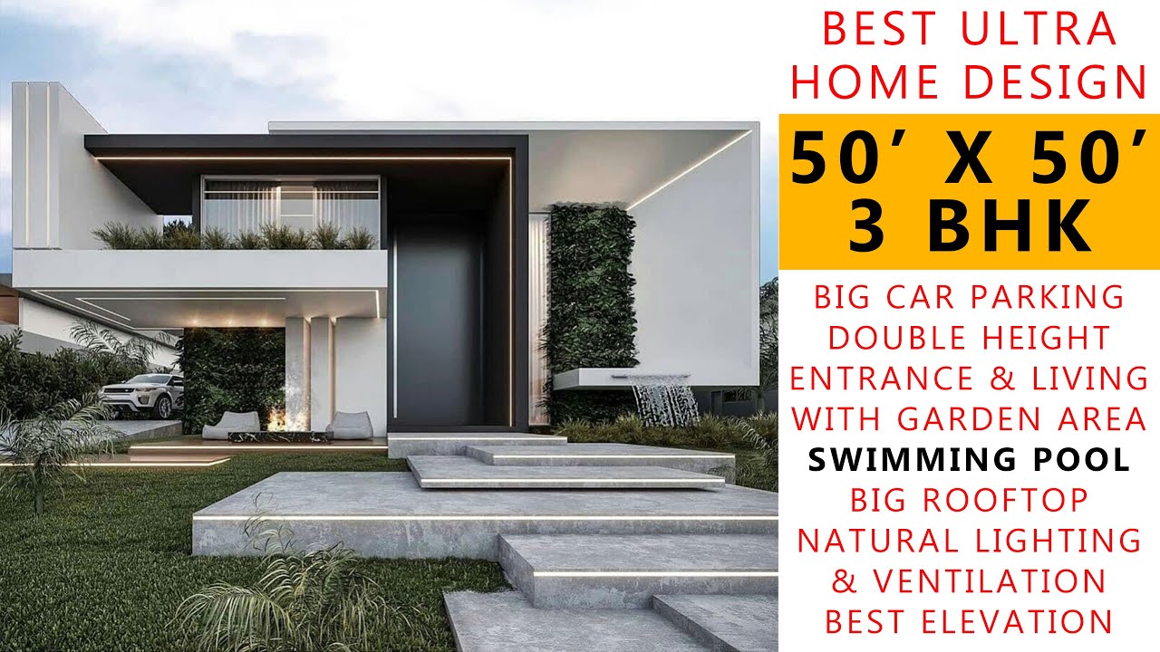 50' x 50' | FEET | 3BHK BUNGALOW | VILLA | HOUSE PLAN | HOUSE DESIGN ...