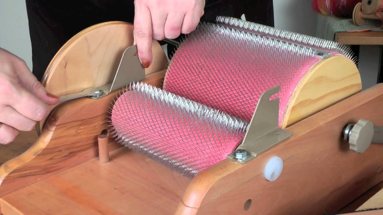 Attaching a packer brush on your drum carder - YouTube
