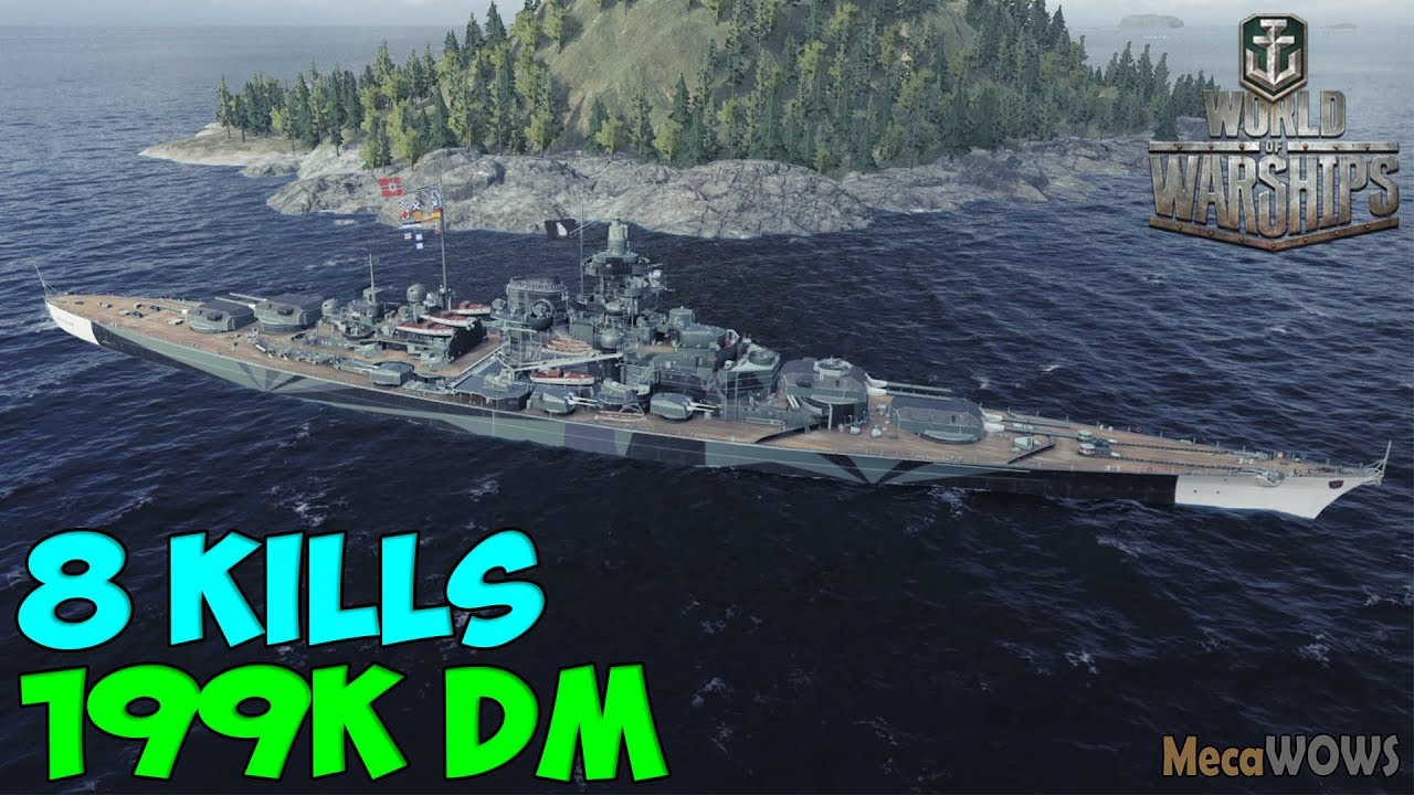 World of WarShips | Tirpitz | 8 KILLS | 199K Damage - Replay Gameplay ...