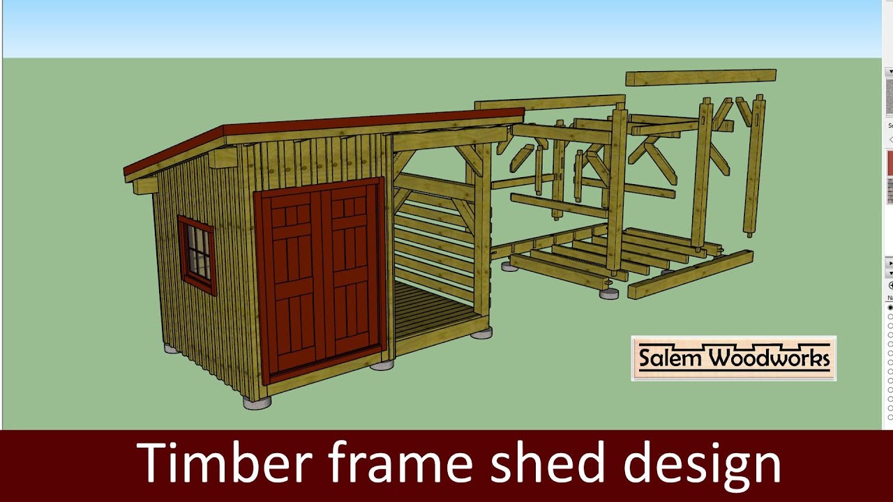 Design for a timber frame garden/wood shed. - YouTube