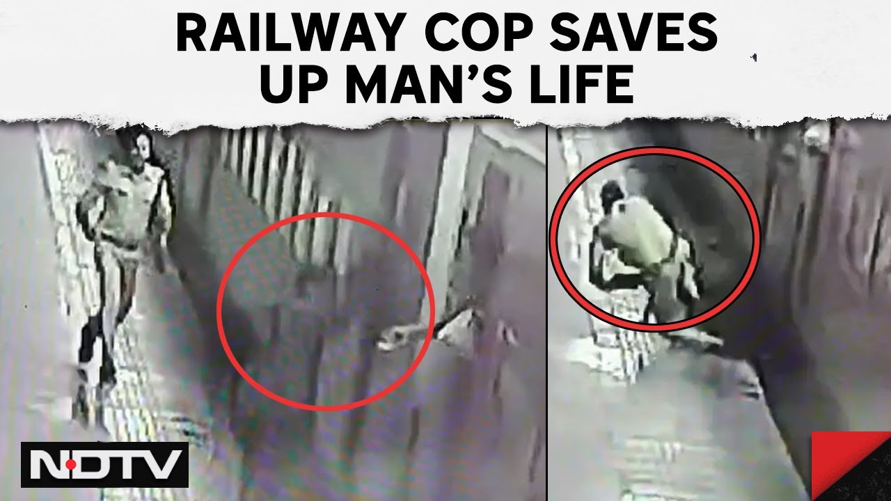 On Camera, Railway Cop Saves Man Boarding Moving Train From Being Run ...
