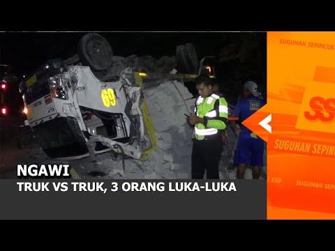 NGAWI - Truk Vs Truk, 3 Orang Luka-Luka