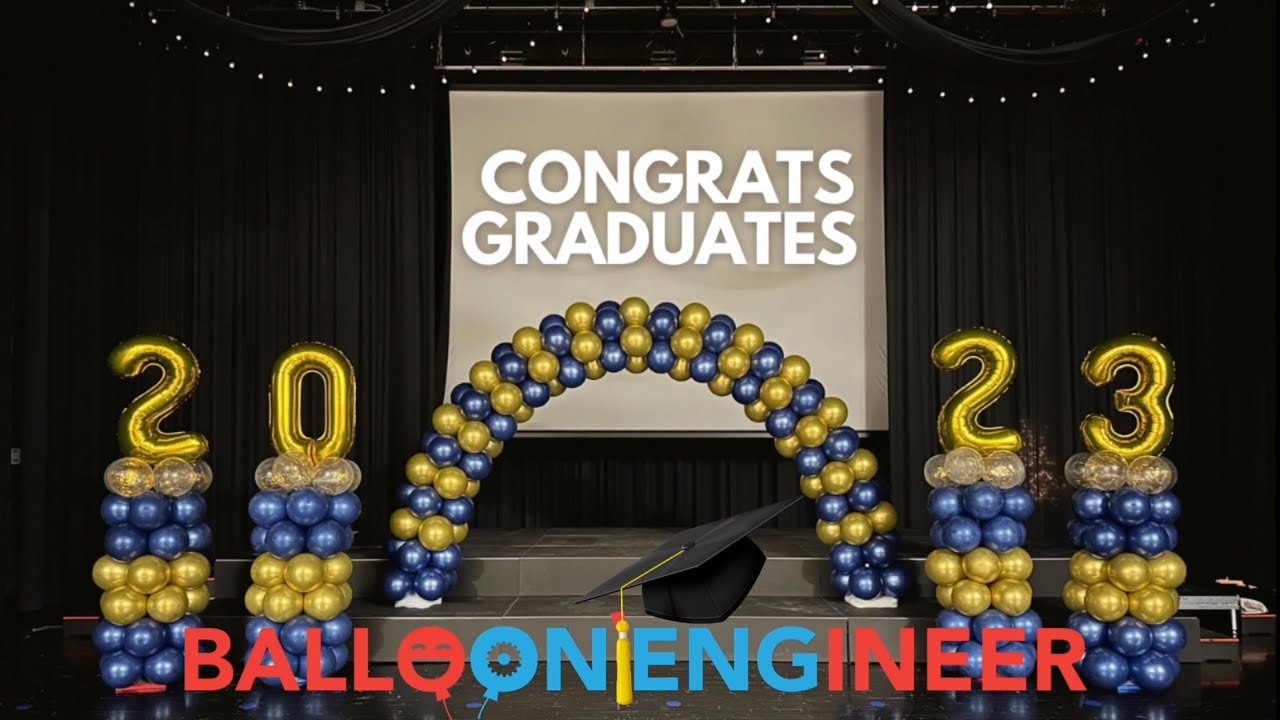 Gold and Blue Balloon Arch for Graduation 🎓 - YouTube