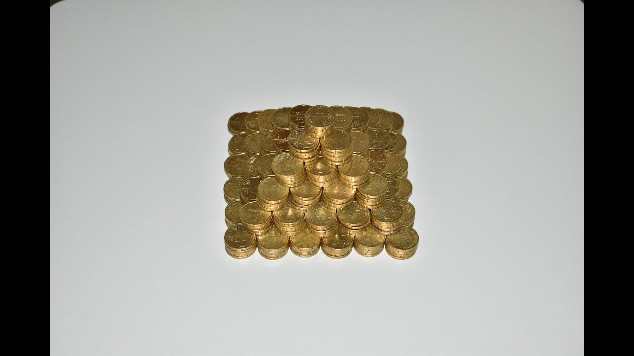 Building a coin pyramid - YouTube