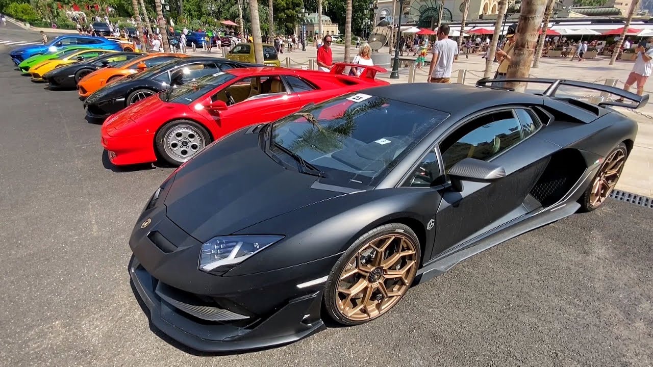 47 LAMBORGHINI sur la Place du Casino à Monaco !! - YouTube