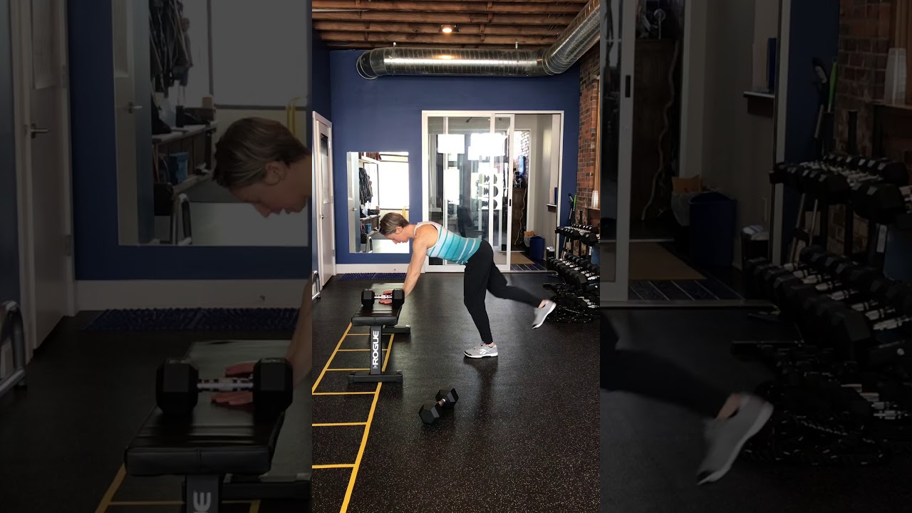 Dumbbell single arm single leg row on bench - YouTube