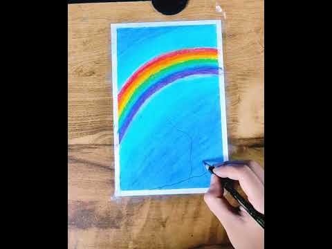 ramdhanu drawing with tree by oil pastel colour easy drawing and simple ...