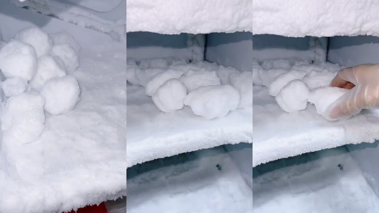 Deep Freezer Frost Powdery Ice Ball Snow Eating ASMR ️ ️#whiteice # ...