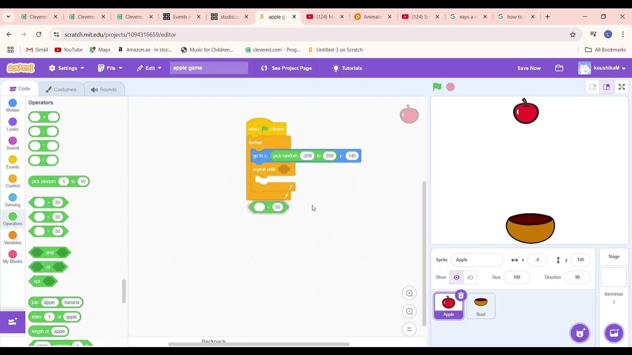 Apple catching Game using scratch - YouTube