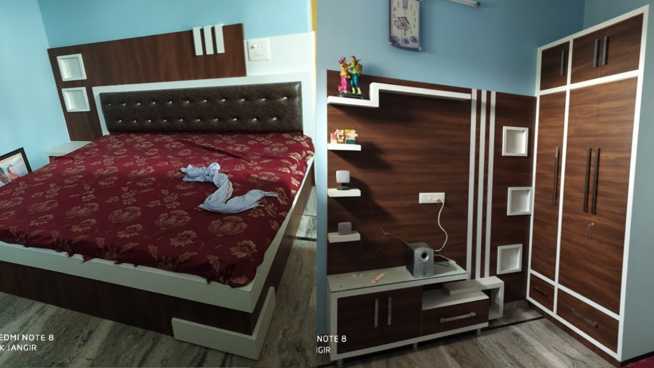 Bad room design with almari LCD unit design Modern Wooden House ...
